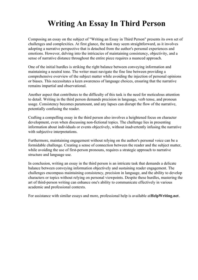Writing An Essay In Third Person | PDF