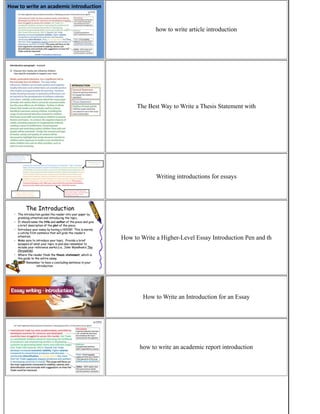Writing An Essay Introduction | PDF