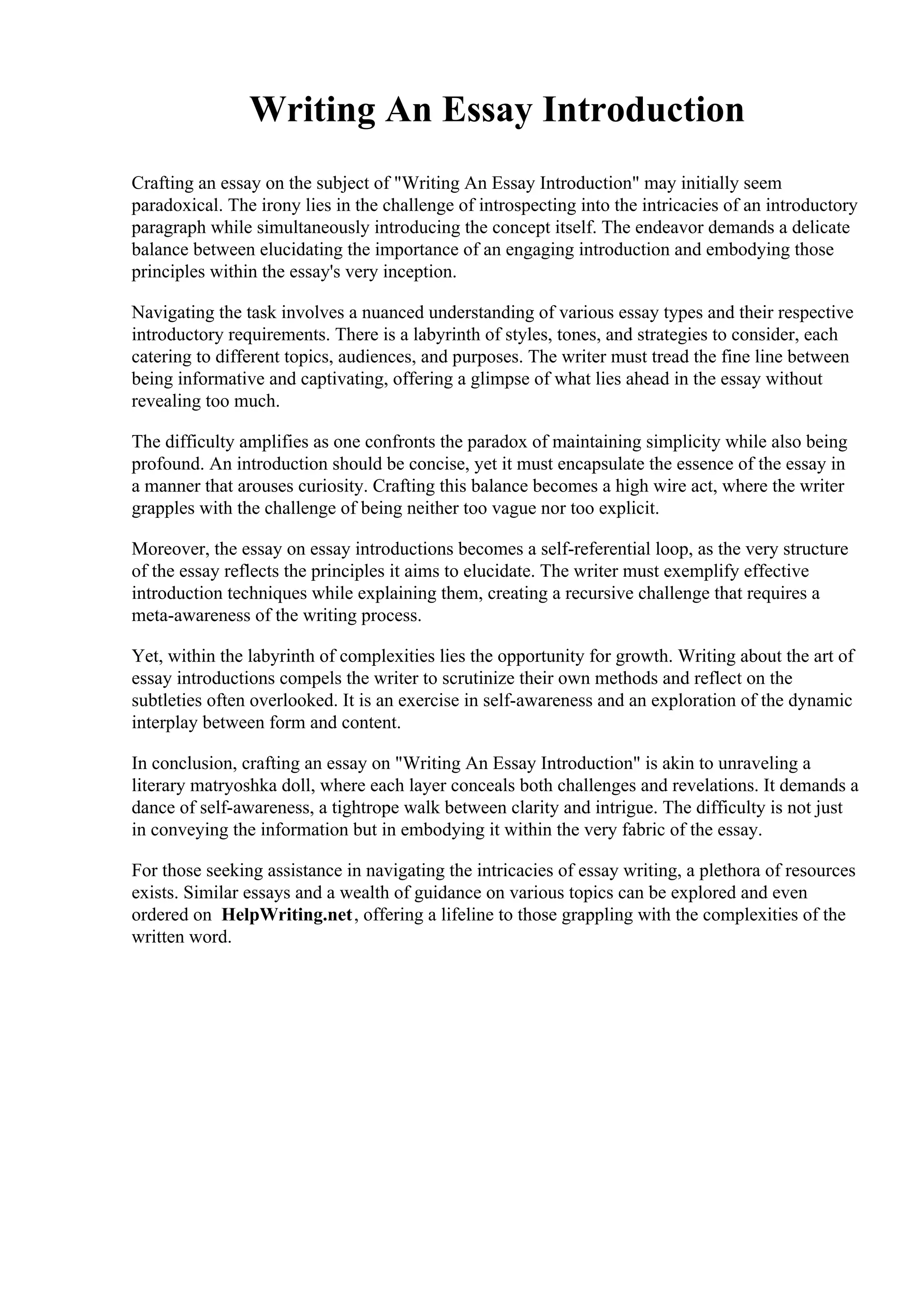 Writing An Essay Introduction. Southeastern Bible College | PDF