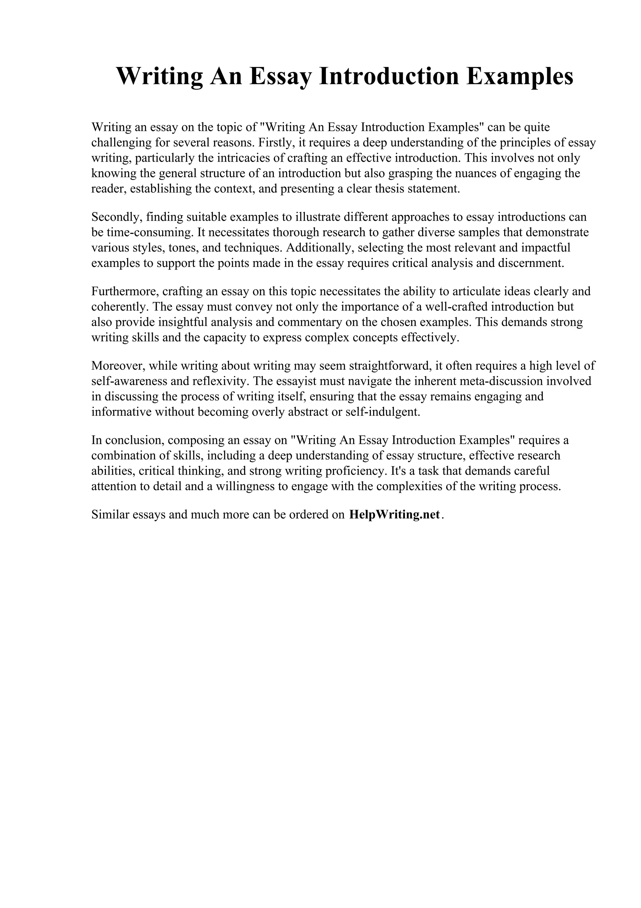 Writing An Essay Introduction Examples Pdf