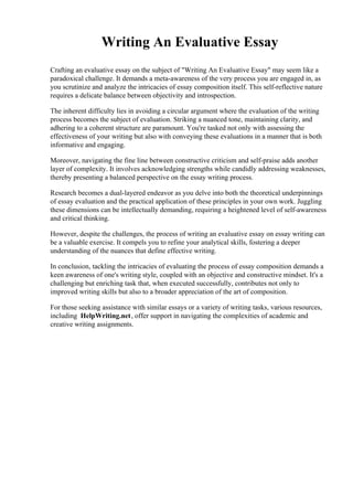 Writing An Evaluative Essay | PDF