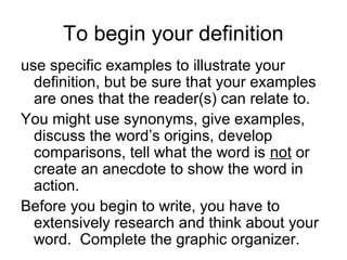 Writing an extended definition 2010 | PPT