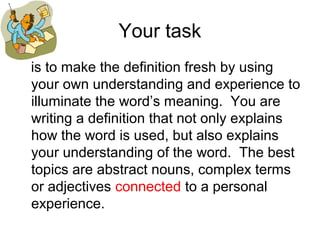 Writing an extended definition 2010 | PPT