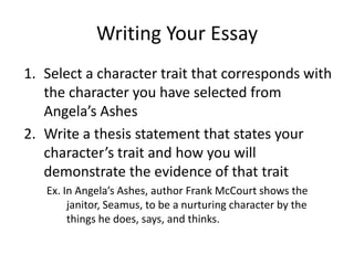 Writing Angela's Ashes Essay | PPTX