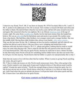 Writing An Interview Essay | PDF