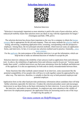 Writing An Interview Essay | PDF