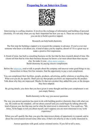 Writing An Interview Essay | PDF