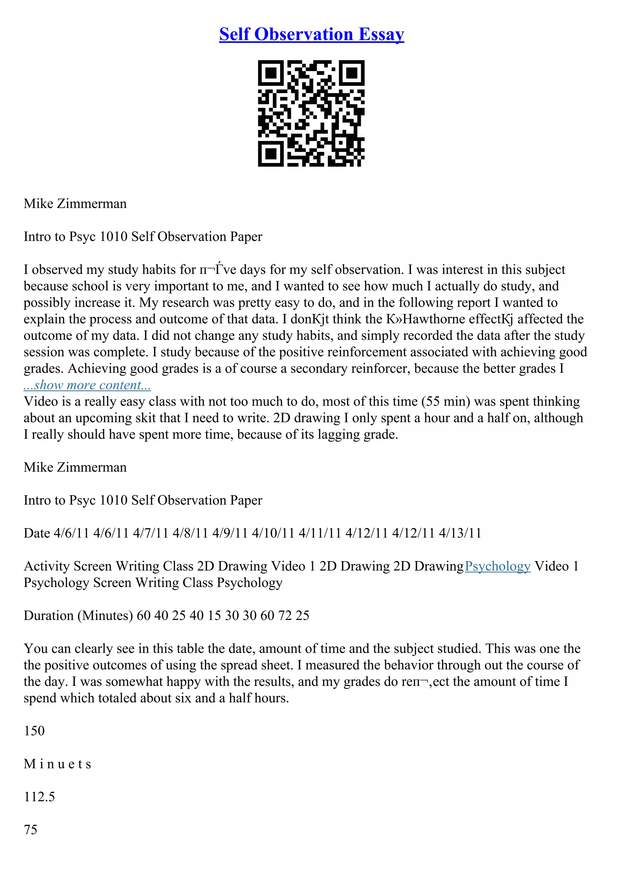 Writing An Observation Essay | PDF