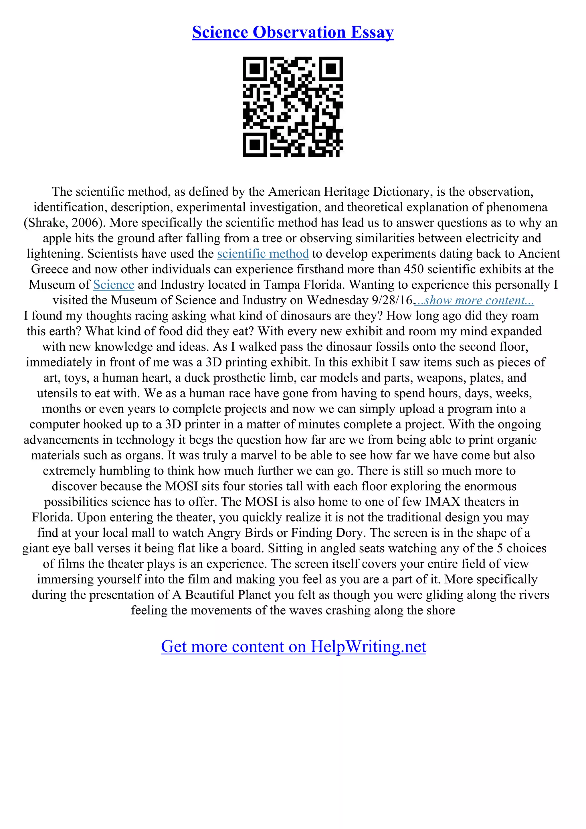 Writing An Observation Essay | PDF