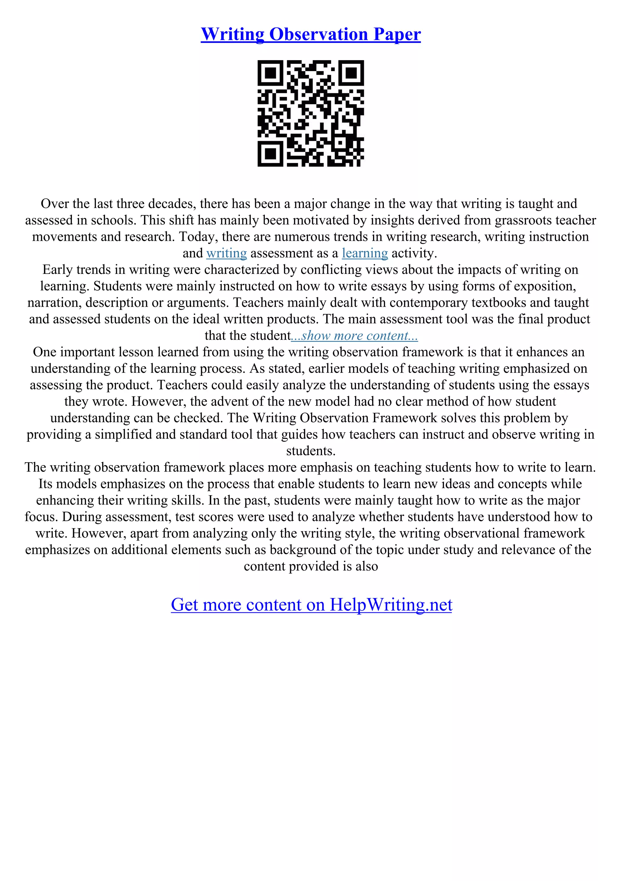 Writing An Observation Essay | PDF