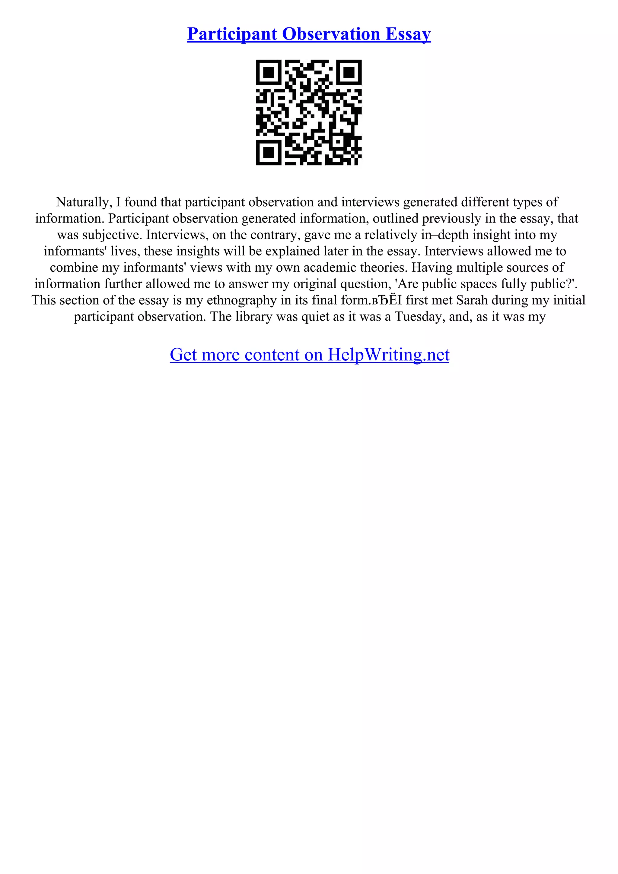 Writing An Observation Essay | PDF