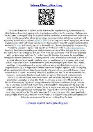 Writing An Observation Essay | PDF