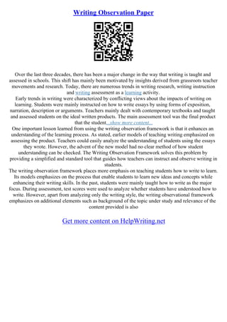 Writing An Observation Essay | PDF