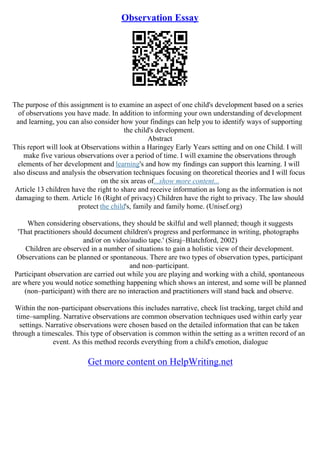 Writing An Observation Essay | PDF