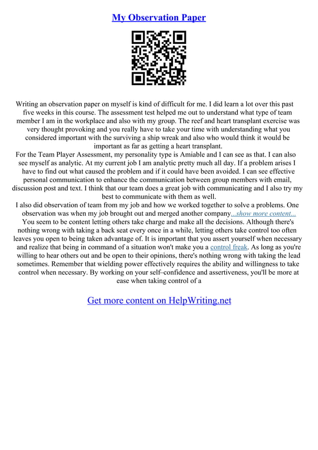 Writing An Observation Essay | PDF