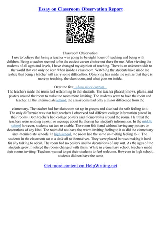 Writing An Observation Essay | PDF