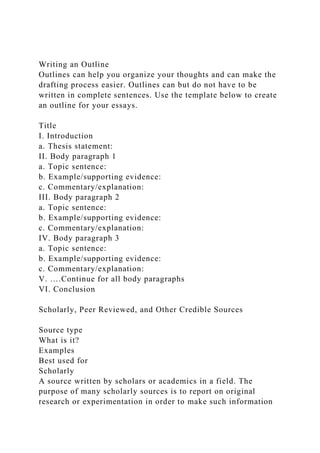 Writing an OutlineOutlines can help you organize your thoughts a.docx