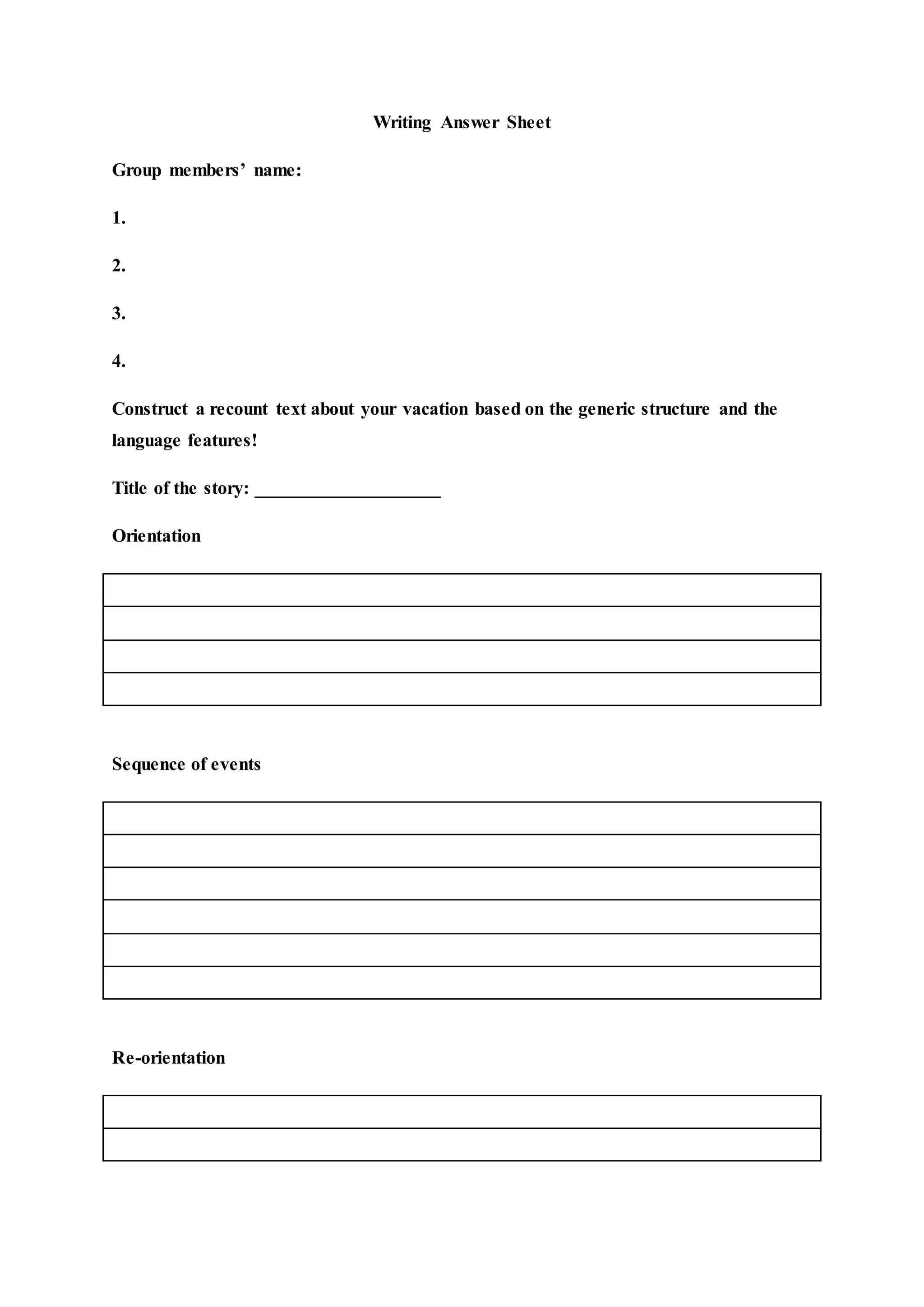 Writing answer sheet of writing storyboard | PDF