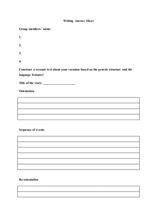 Writing answer sheet of writing storyboard | PDF