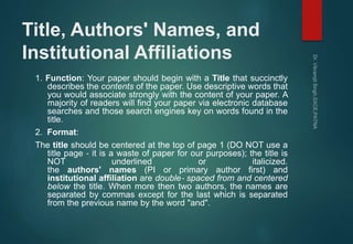 Writing a paper for Publication | PPTX