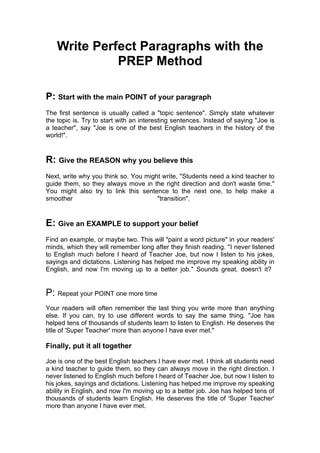 Writing a paragraph | PDF