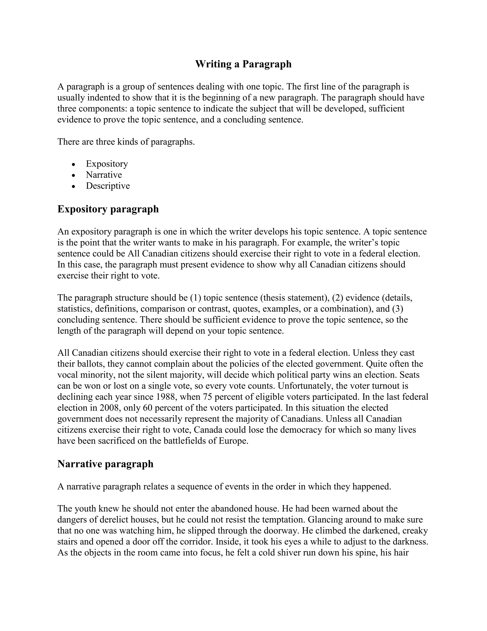 Writing a paragraph | DOCX