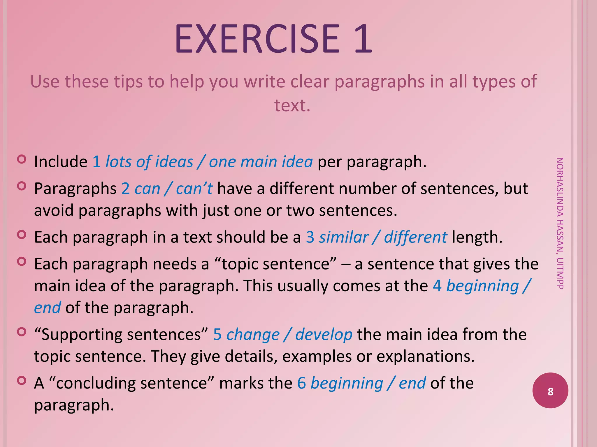 Writing a paragraph | PPT