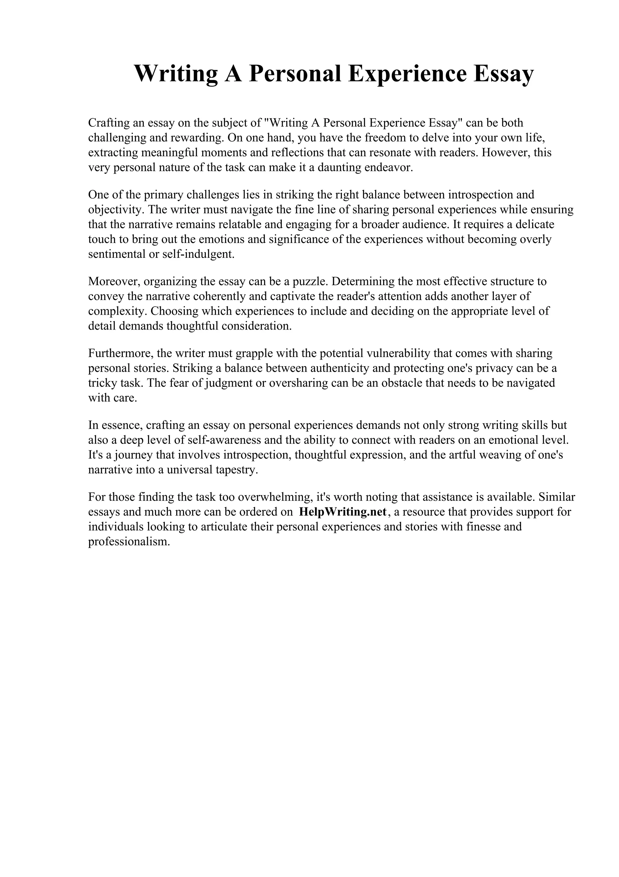 Writing A Personal Experience Essay.pdf