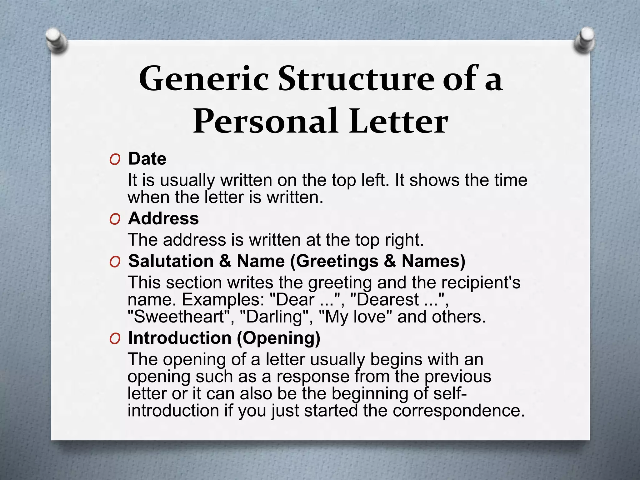 Writing a Personal Letter | PPTX