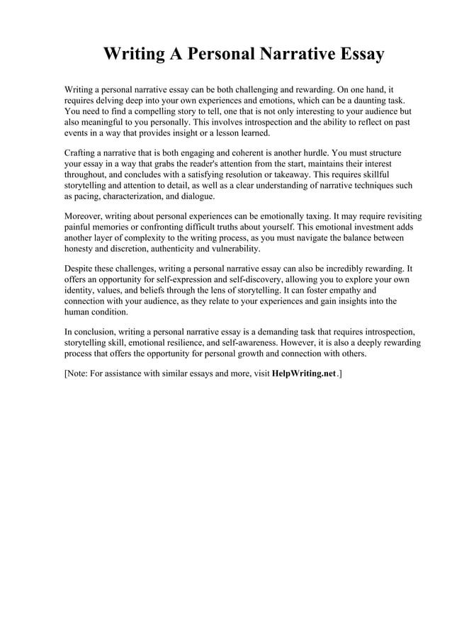 Writing A Personal Narrative Essay. University of Mary (North Dakota) | PDF