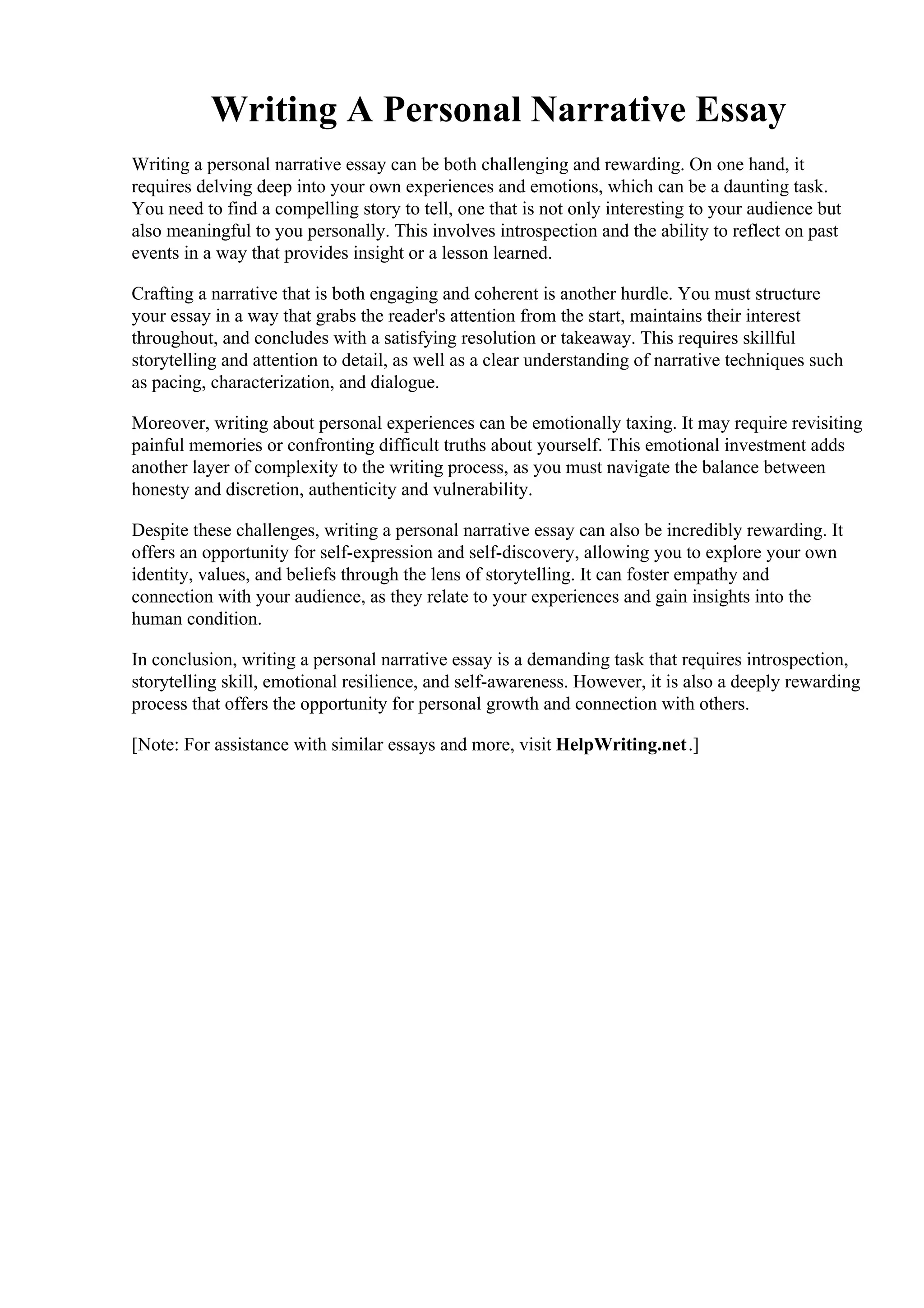 Writing A Personal Narrative Essay. Writing narrative essay. Narrative ...