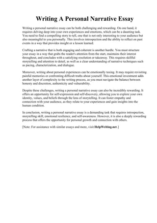 Writing A Personal Narrative Essay. Writing narrative essay. Narrative ...