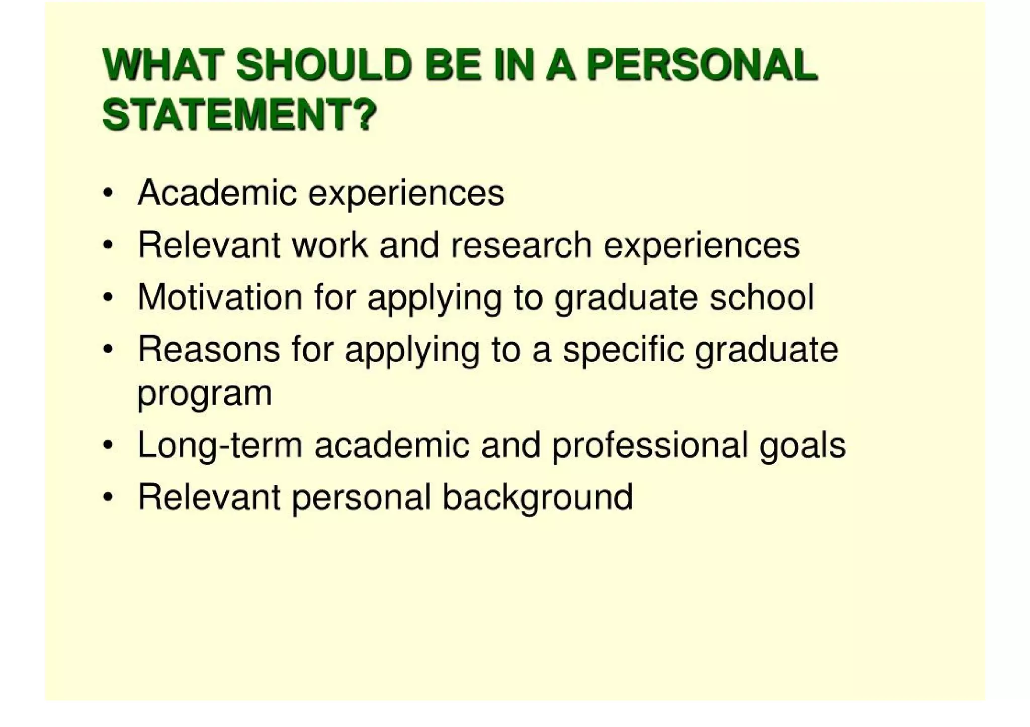 Writing A Personal Statement For Graduate School Kristin Von Kundra ...