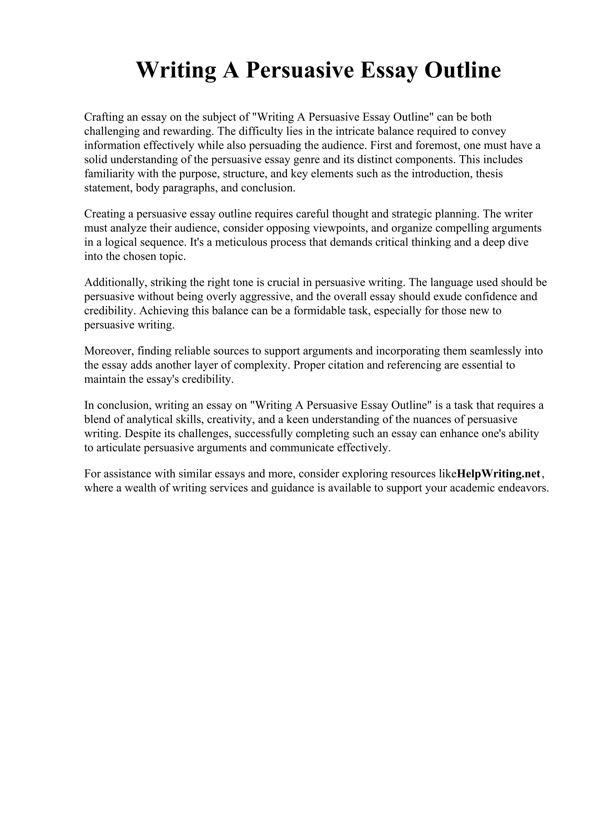 Writing A Persuasive Essay Outline.pdf | Educational Assessment | Education