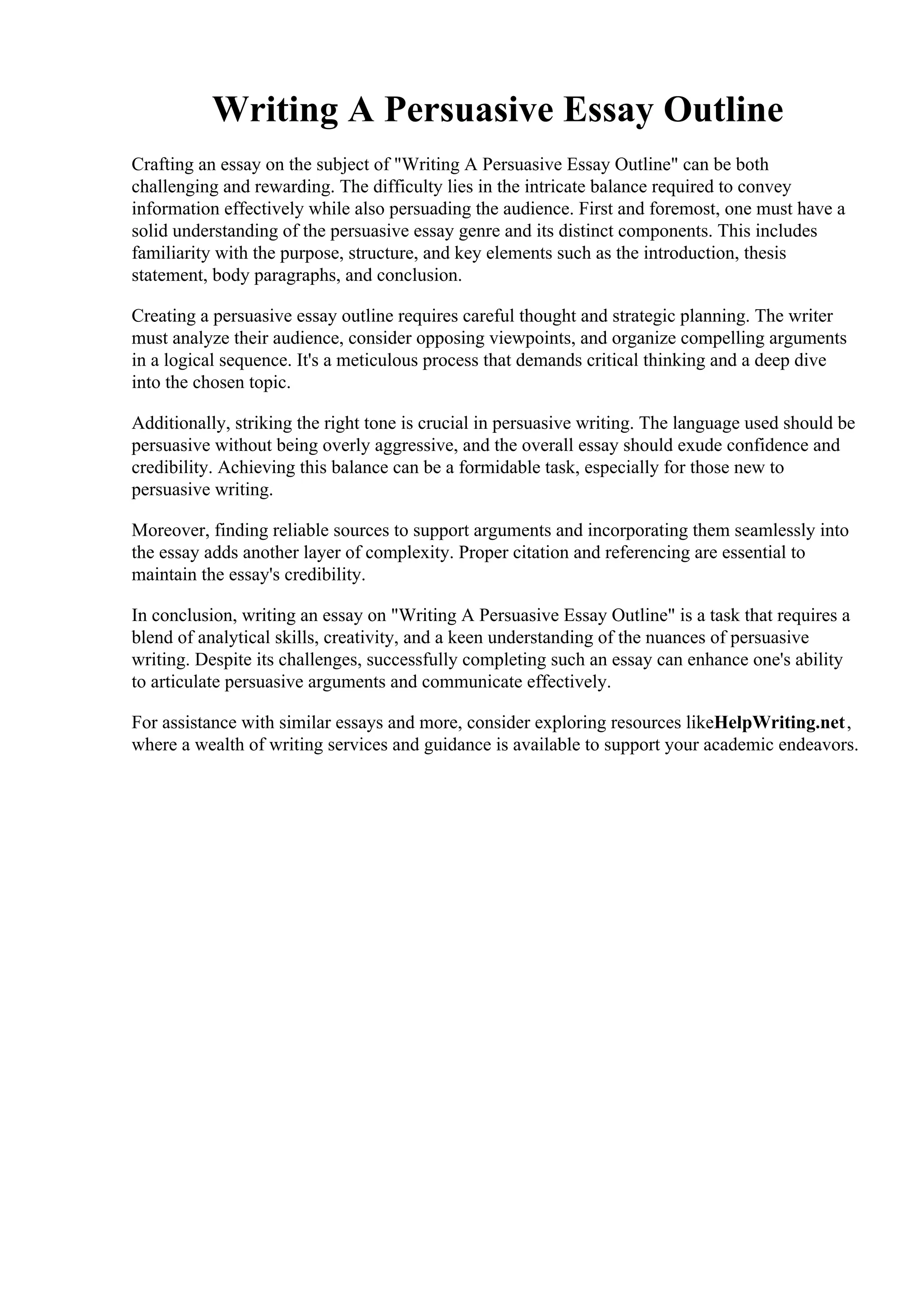 Writing A Persuasive Essay Outline | PDF