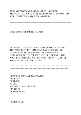 WRITING A POLICY PAPER ONE WAY TO UNDERSTAND THE DIMENSION.docx