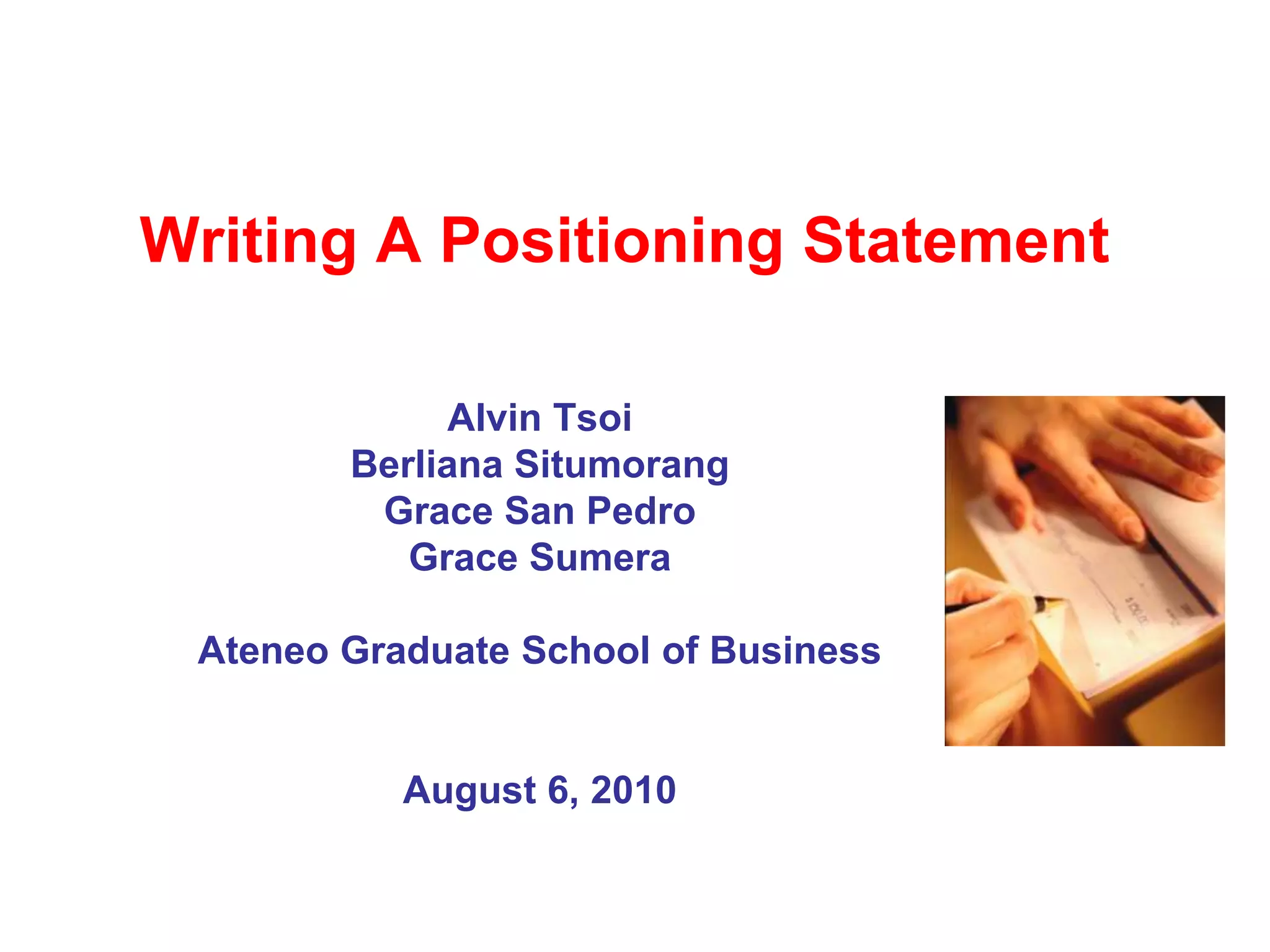 Writing a positioning statement v2 | PPT