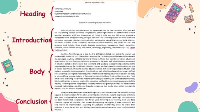 Writing a Position Paper with outline and example | PPTX | Professional ...