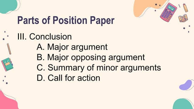 Writing a Position Paper with outline and example | PPTX | Professional ...