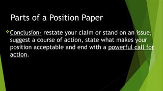 Writing a Position Paper in English for Acad | PPTX
