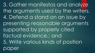 WRITING A POSITION PAPER in 21st century settingg | PPT