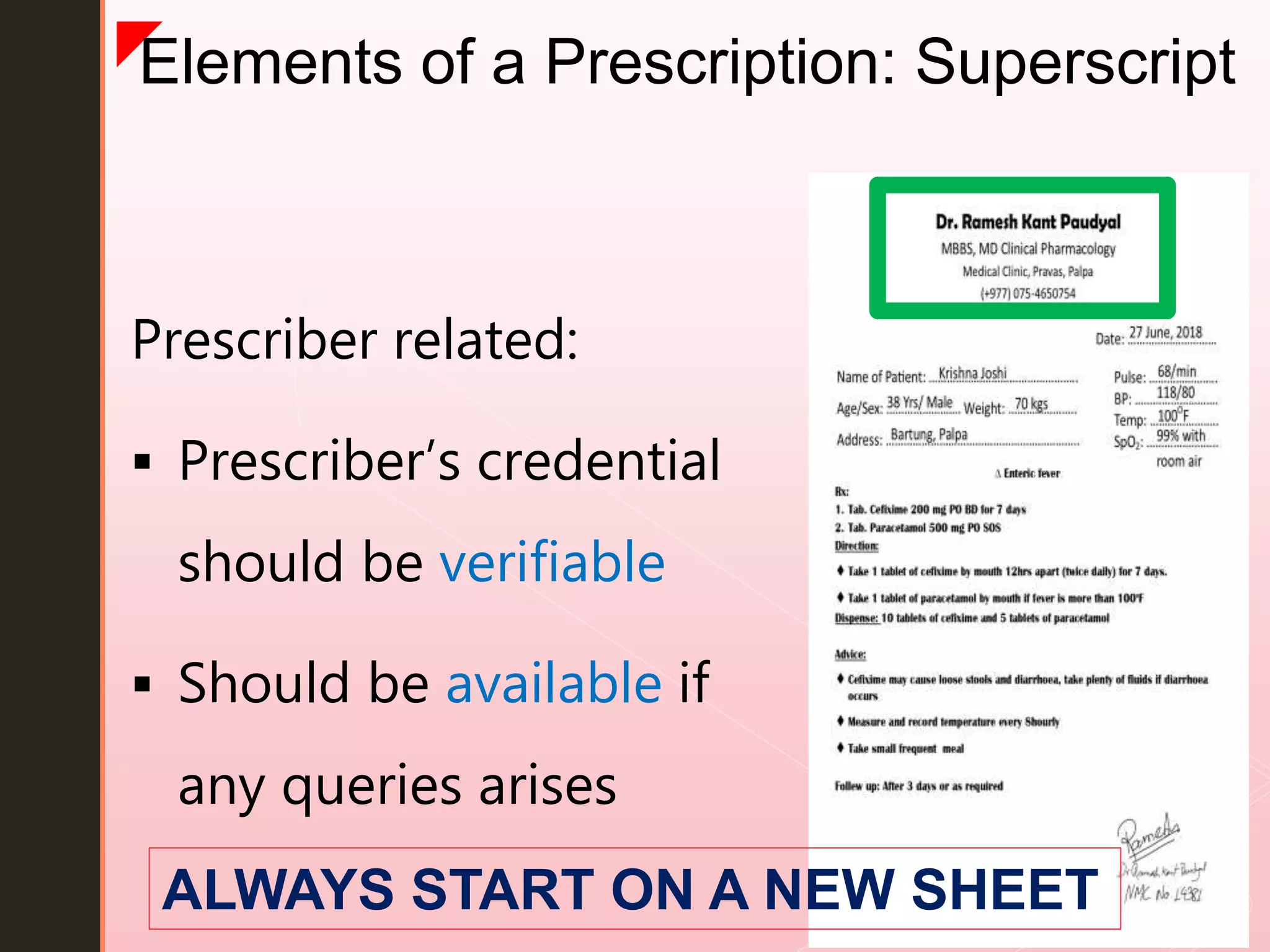 Writing a prescription (pharmacology practical class) | PPTX
