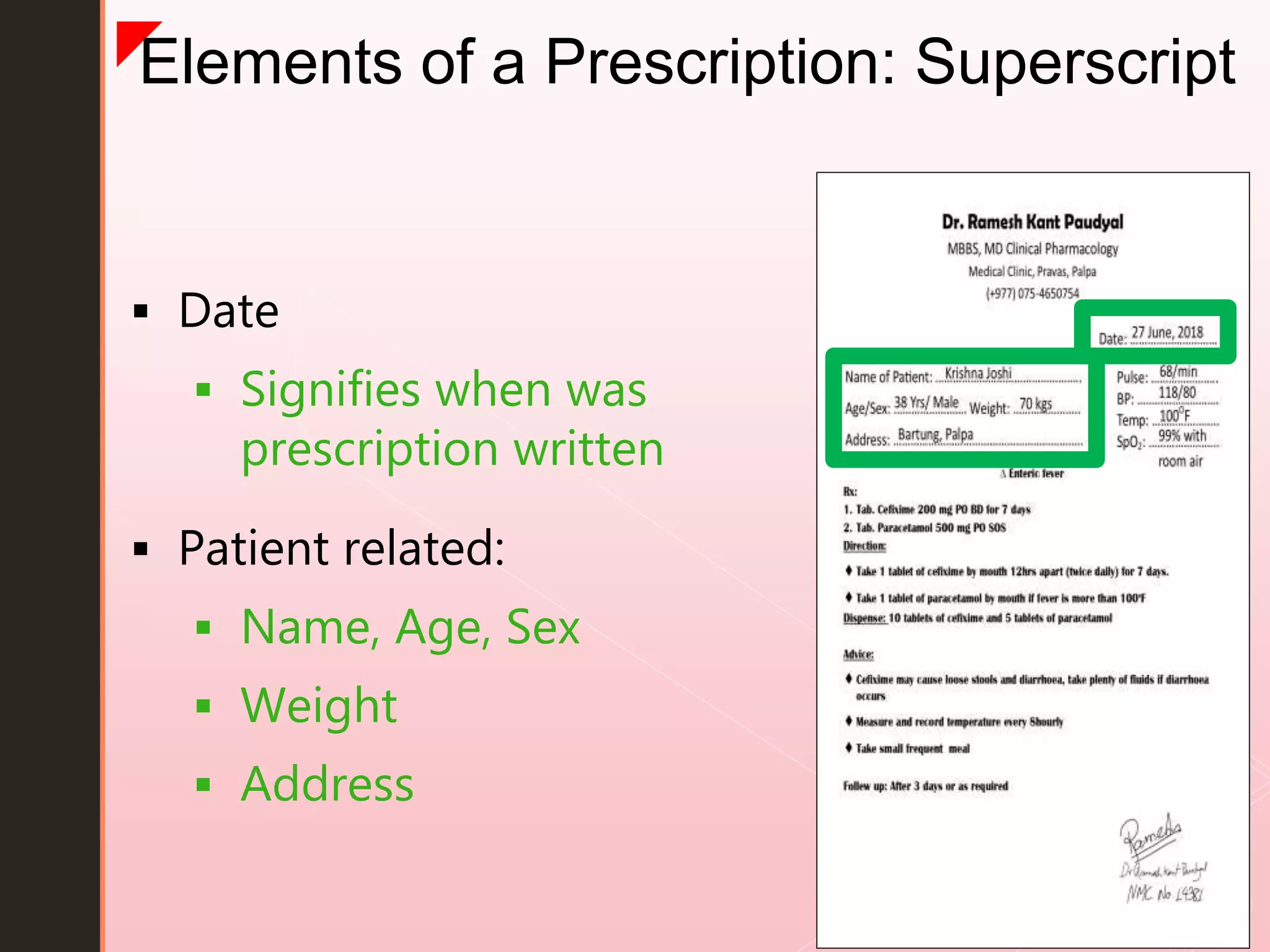 Writing a prescription (pharmacology practical class) | PPTX