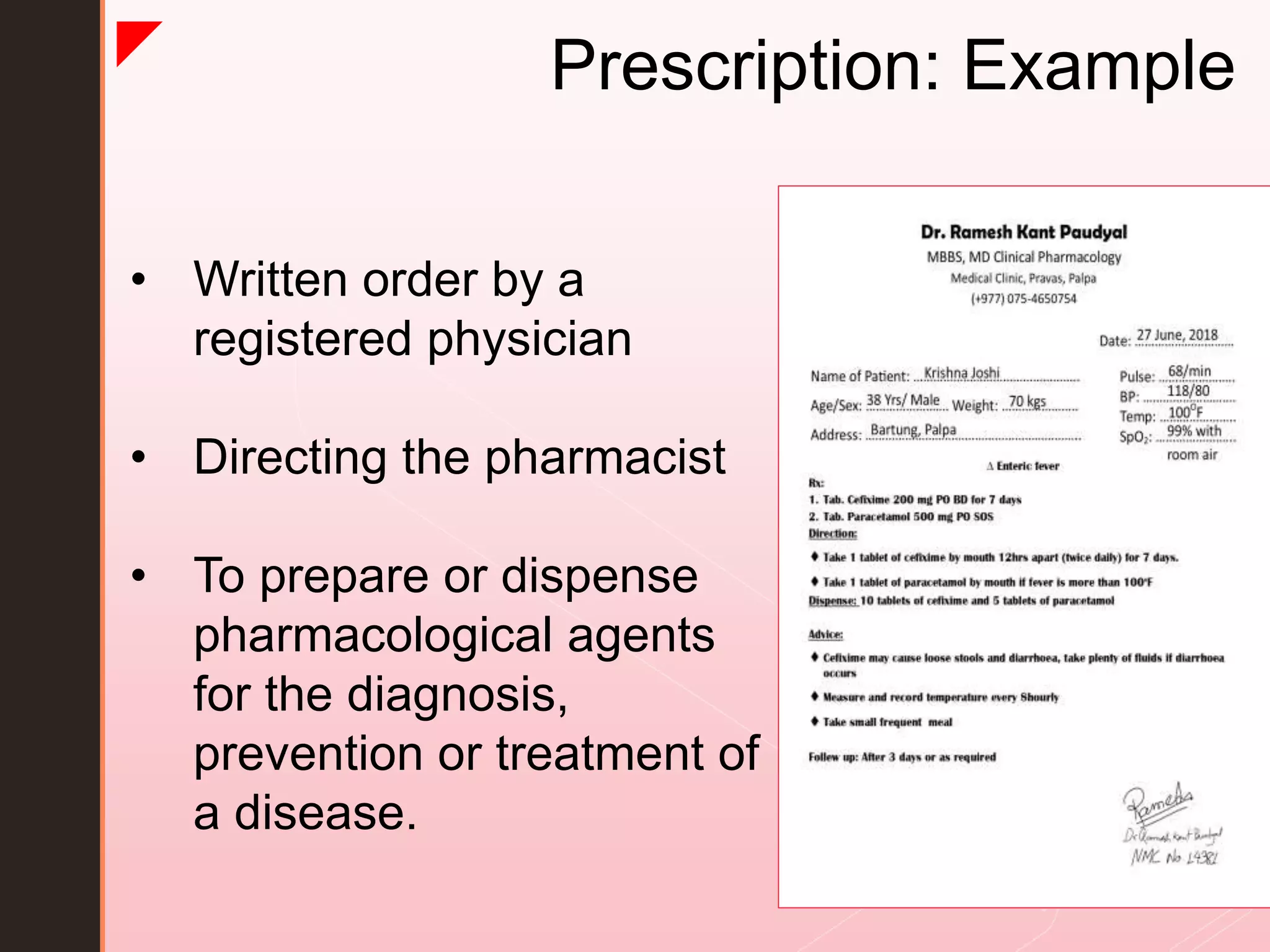 Writing a prescription (pharmacology practical class) | PPTX