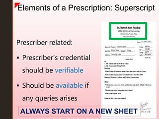 Writing a prescription (pharmacology practical class) | PPTX