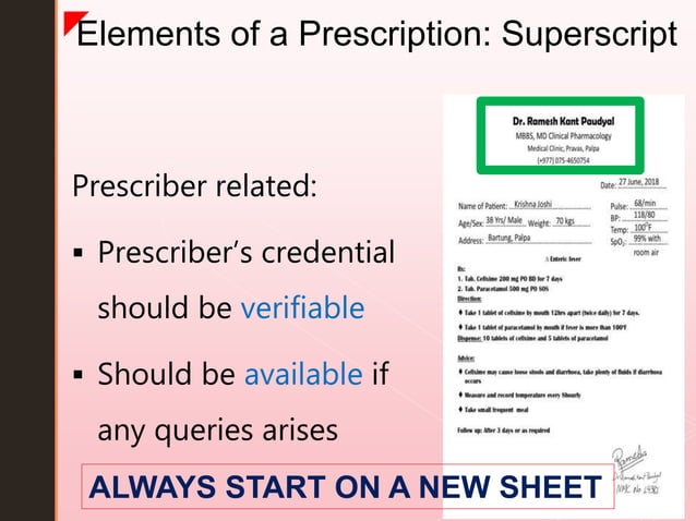 Writing a prescription (pharmacology practical class) | PPTX