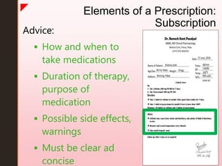 Writing a prescription (pharmacology practical class) | PPTX