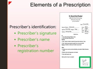 Writing a prescription (pharmacology practical class) | PPTX
