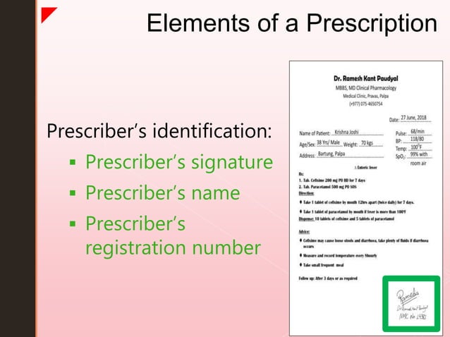 Writing a prescription (pharmacology practical class) | PPTX