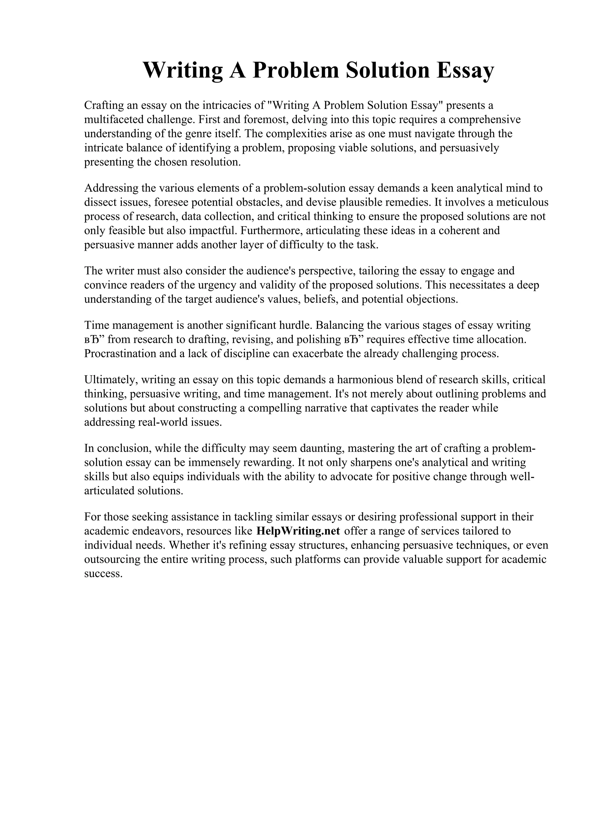 Writing A Problem Solution Essay | PDF
